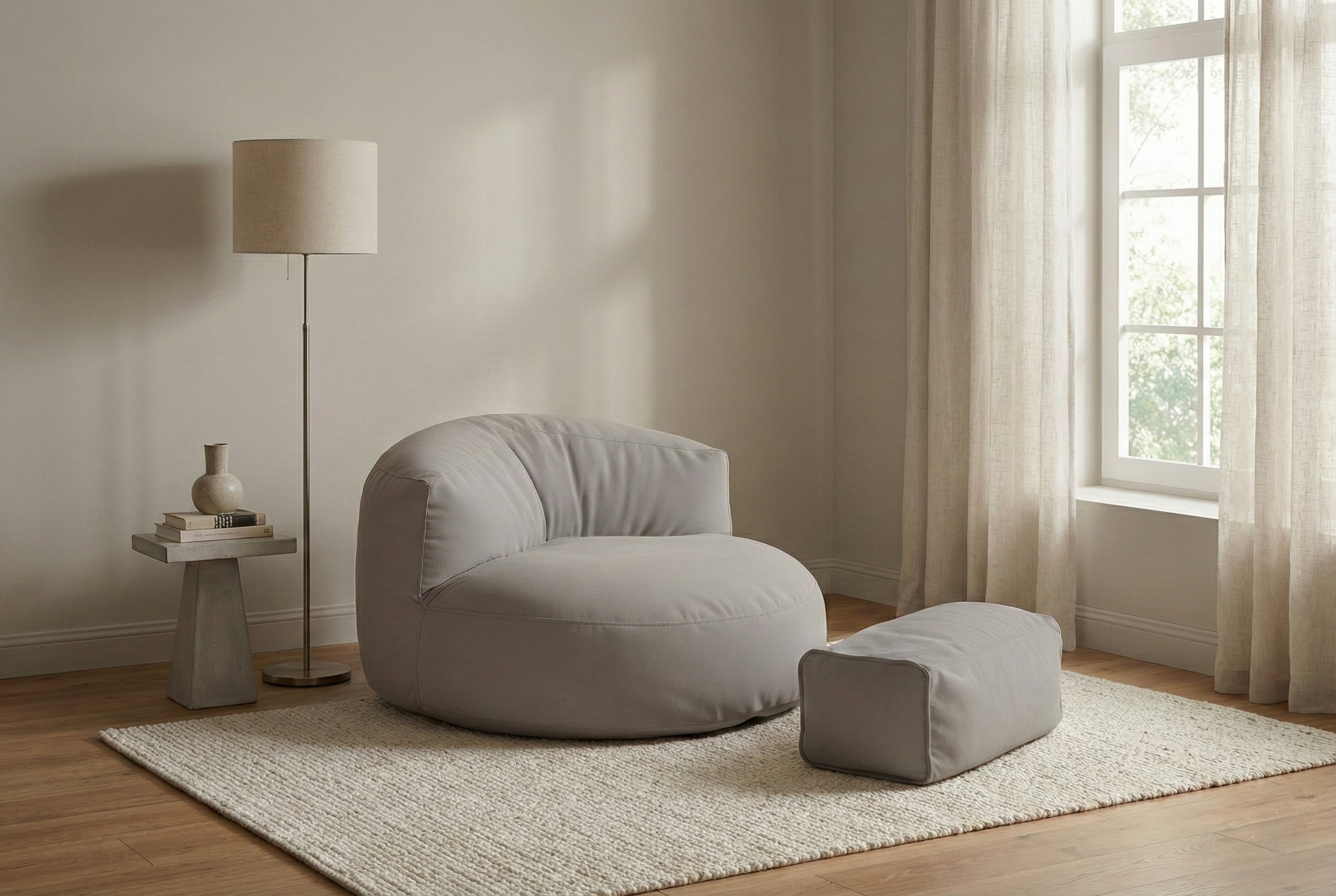 Mila Modell Gray Puff & Bean Bag Relax Armchair & Foot Pouf – Patara Home